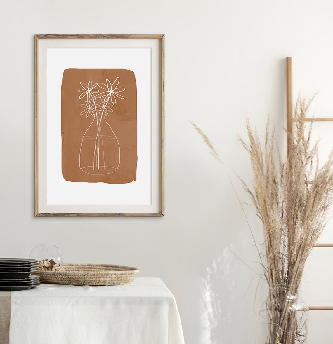 Terracotta Flowers Print Flowers Vase Illustration Print | Etsy