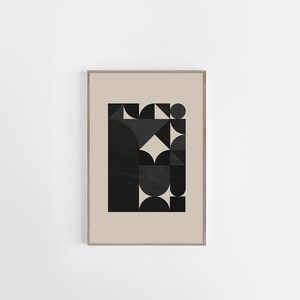 Modern Geometric Black Print, Black Beige Mid Century Print, Modern ...