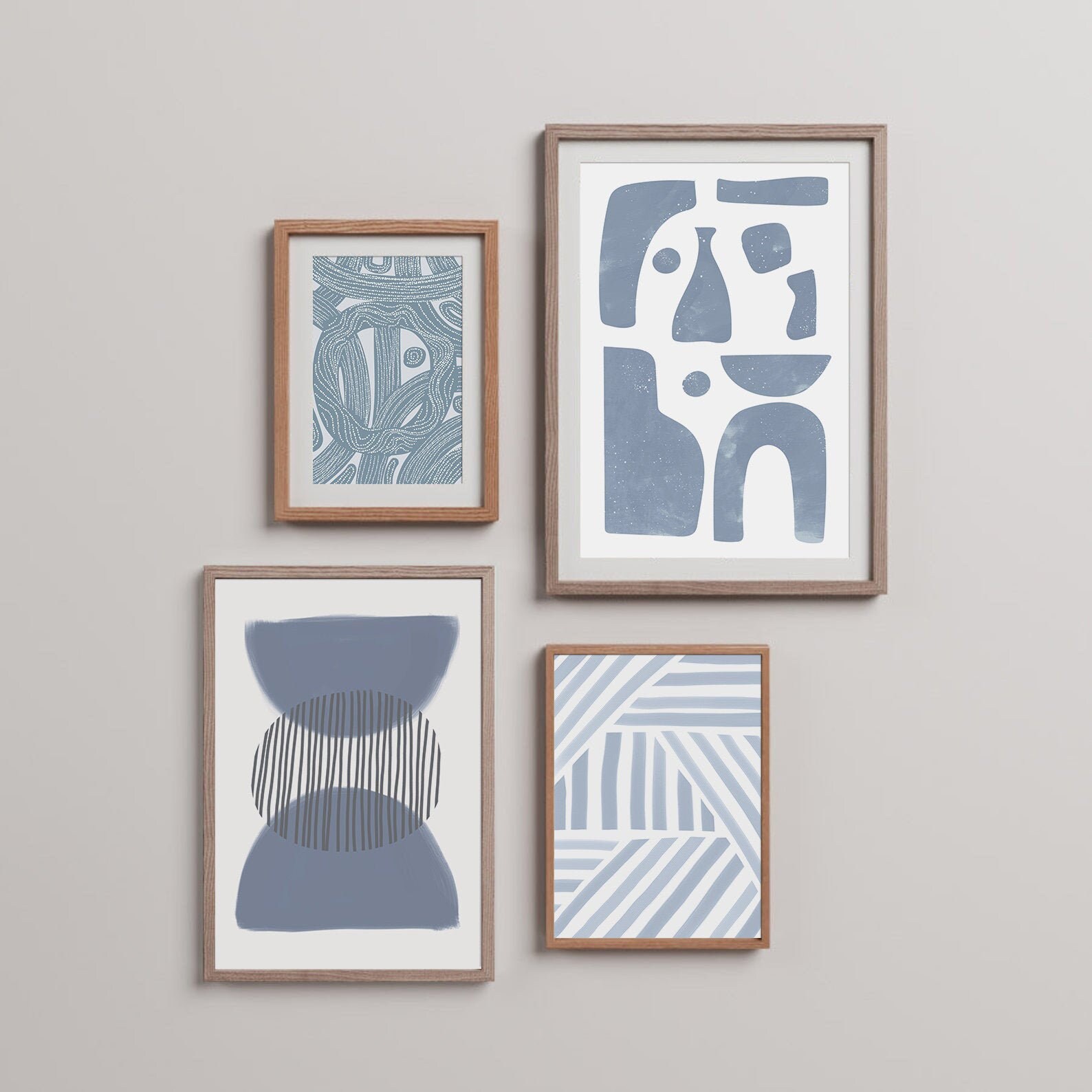 Blue White Art Set Set of 4 Prints Gallery Wall Set - Etsy