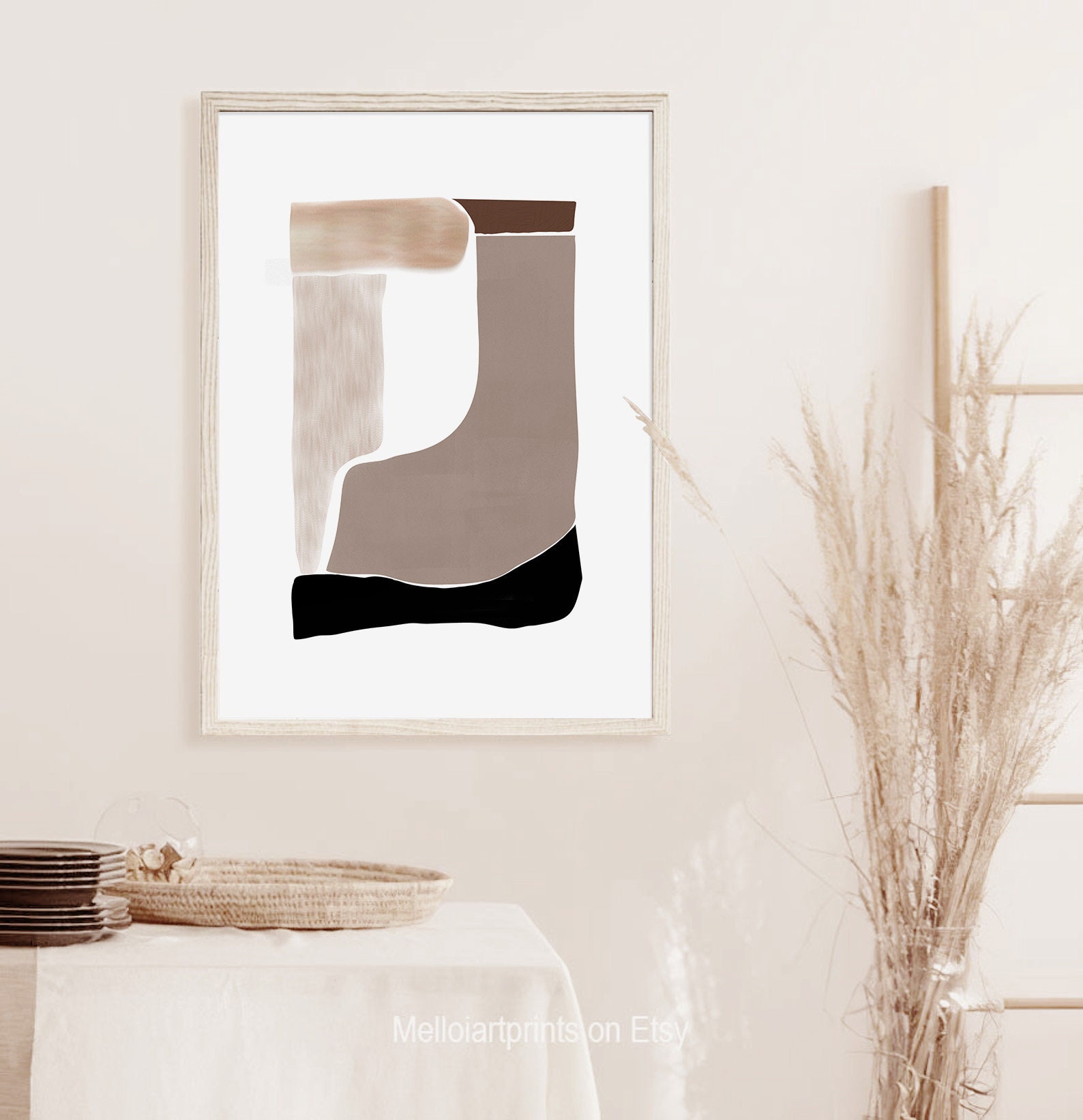 Abstract Beige Art Prints - Set of 5 - Minimalist Gallery Wall (digital ...