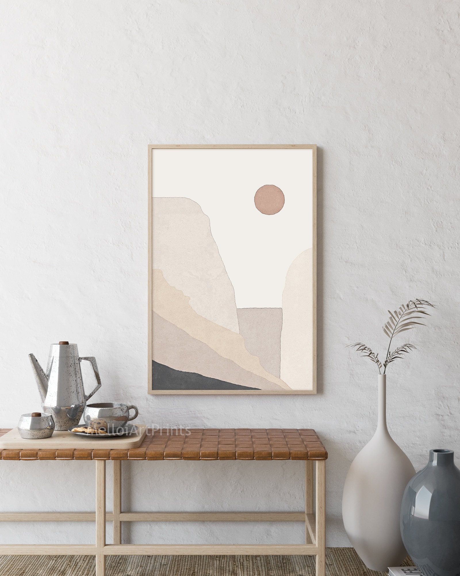 Neutral Color Coastal Painting Art Pastel Landscape Wall Art | Etsy