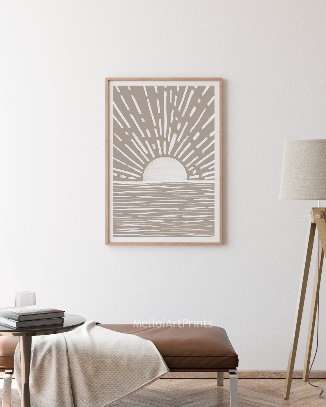 Sunset Line Art Print Geometric Wall Artbeige | Etsy