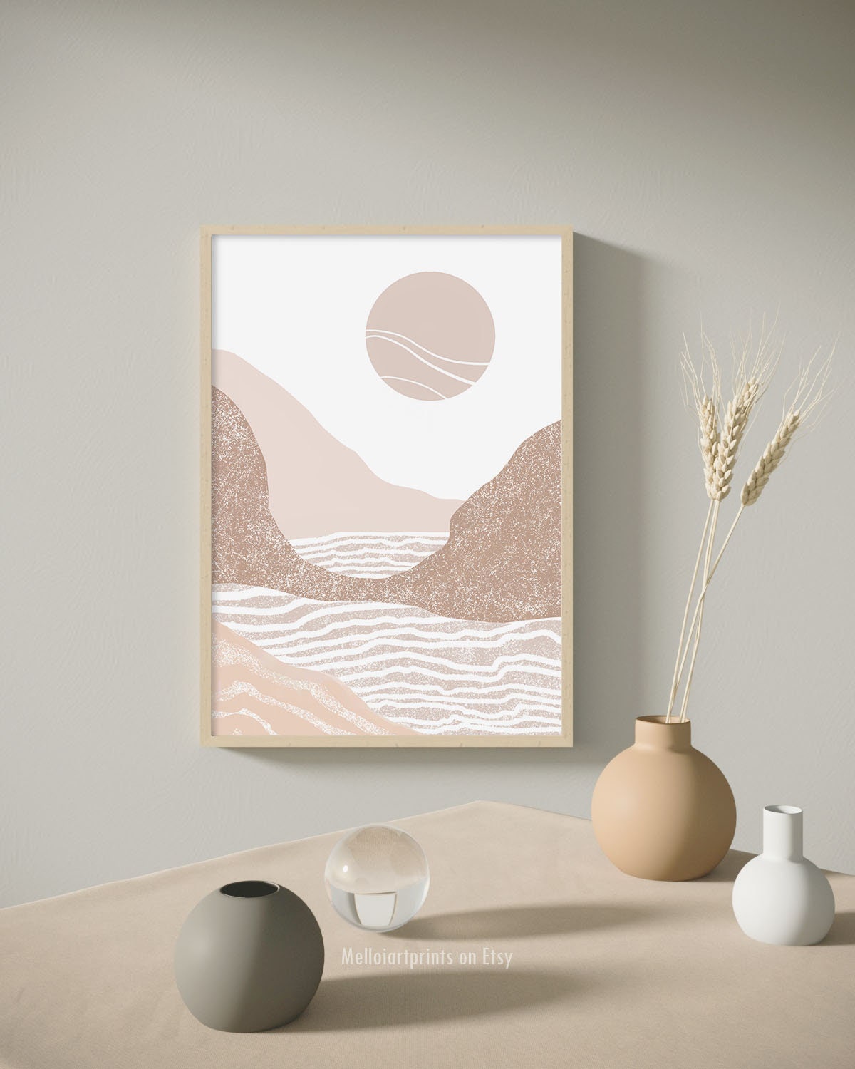 Mid Century Modern Printable Wall Art Beige White Art Print | Etsy