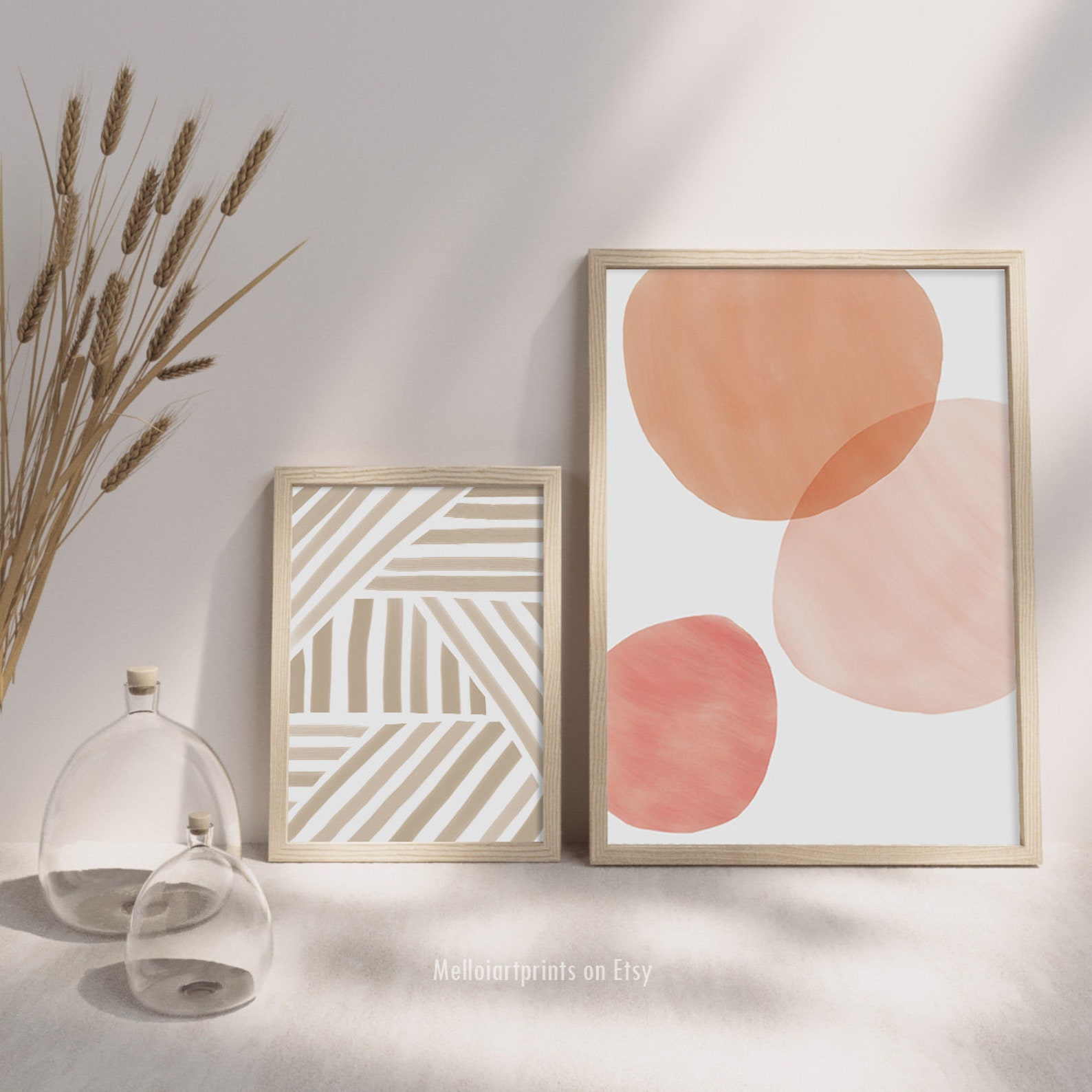 Geometric Poster Peach Pink Wall Art Minimalist Print - Etsy