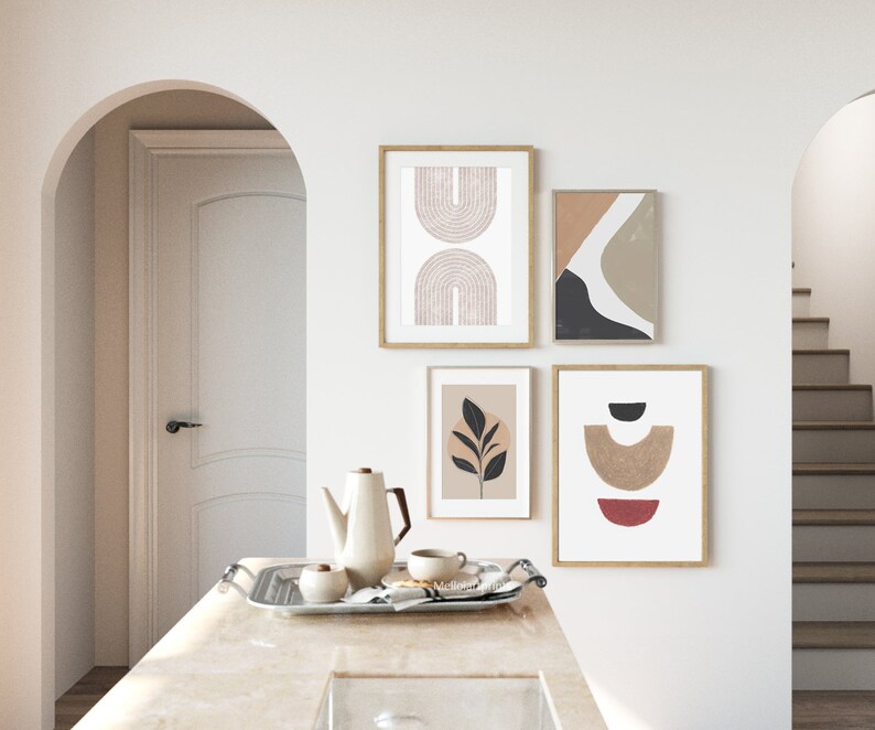 Beige Art Set Art Set Prints Set of 4 Prints Boho Decor | Etsy