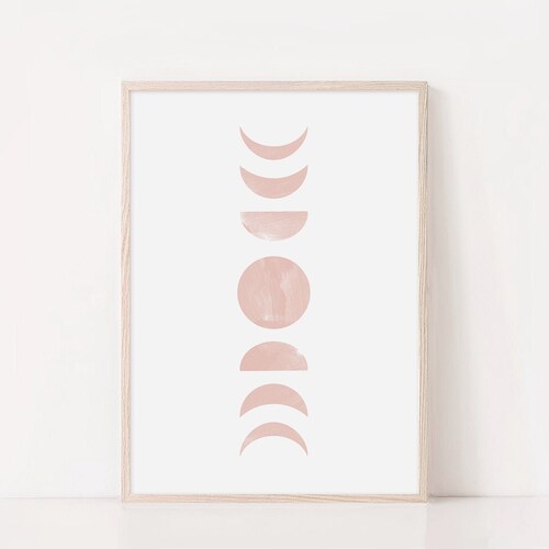 Modern Moon Phases Art Mid Century Moon Print Moon Celestial - Etsy