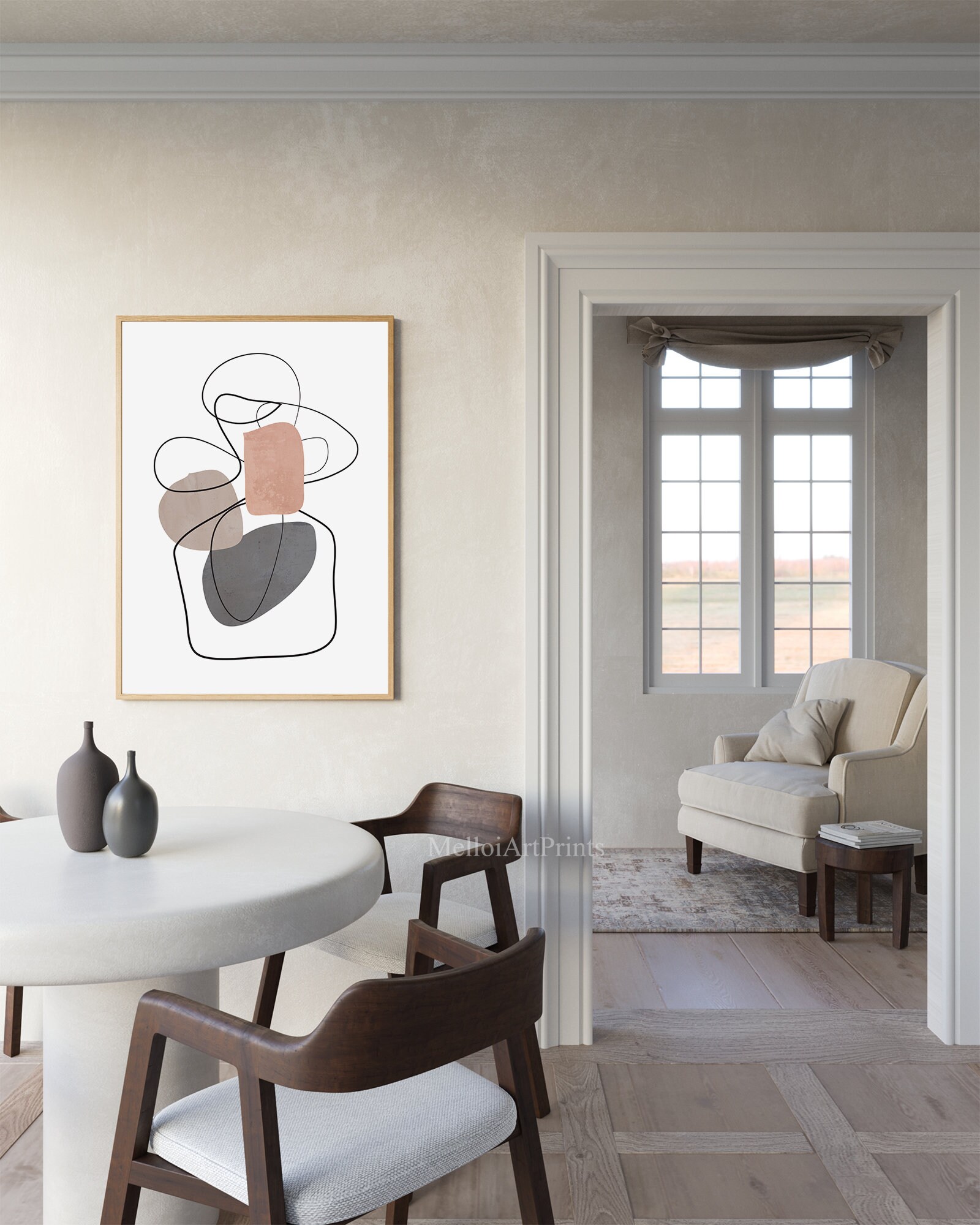 Earth Tone Line Art Modern Wall Art Neutral Wall Art | Etsy