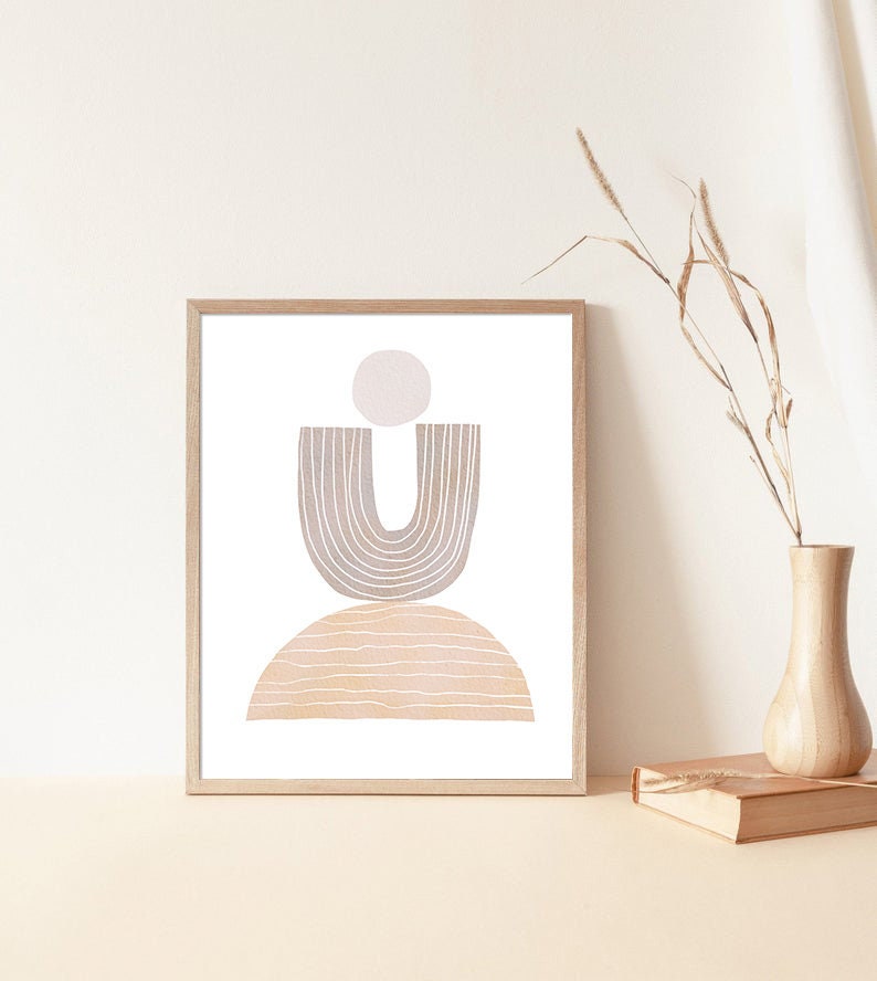 Neutral Wall Art Geometric Printable Wall Art Digital Print | Etsy