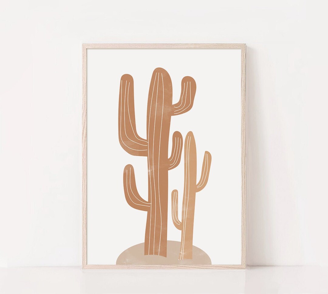 Modern Cactus Art, Pastel Cactus Print, Tropical Wall Art, Terracotta ...