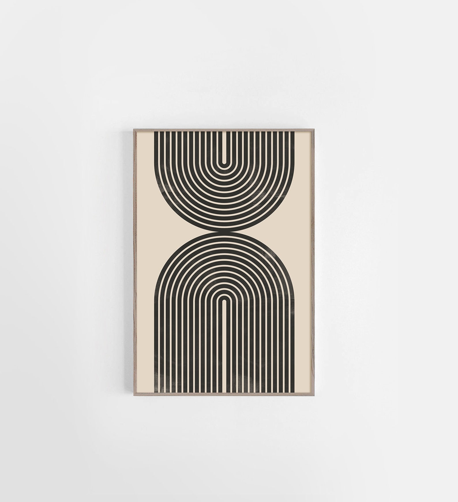 Beige Black Arch Print Mid Century Arch Line Art Modern | Etsy