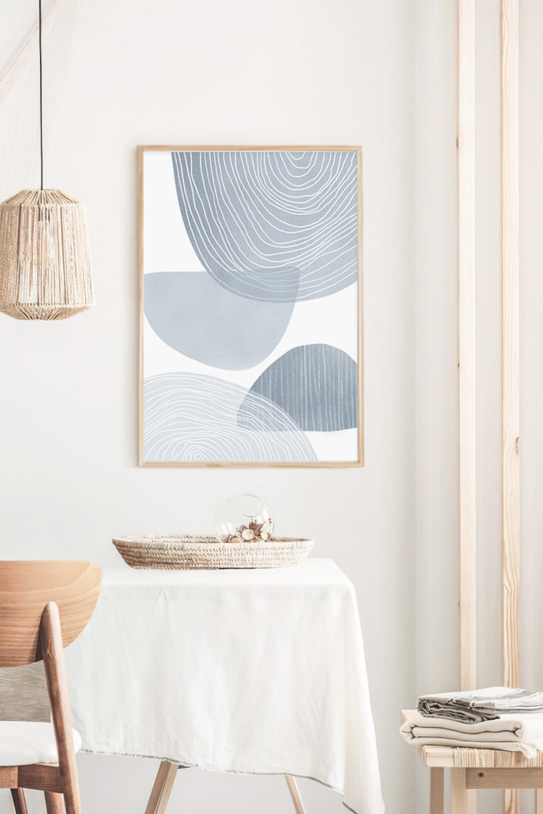 Classic Blue Abstract Art, Modern Wall Art, Navy Blue Print, Geometric ...