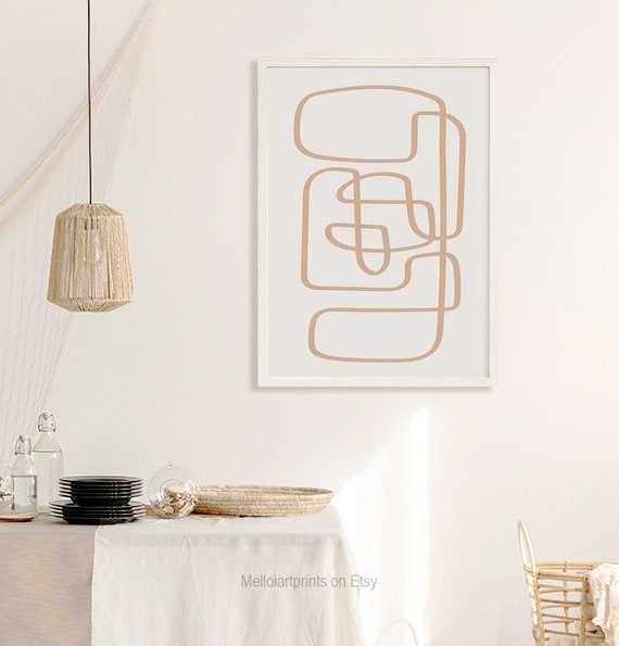 Abstract Line Art Beige Print Neutral Wall Art Minimalist | Etsy