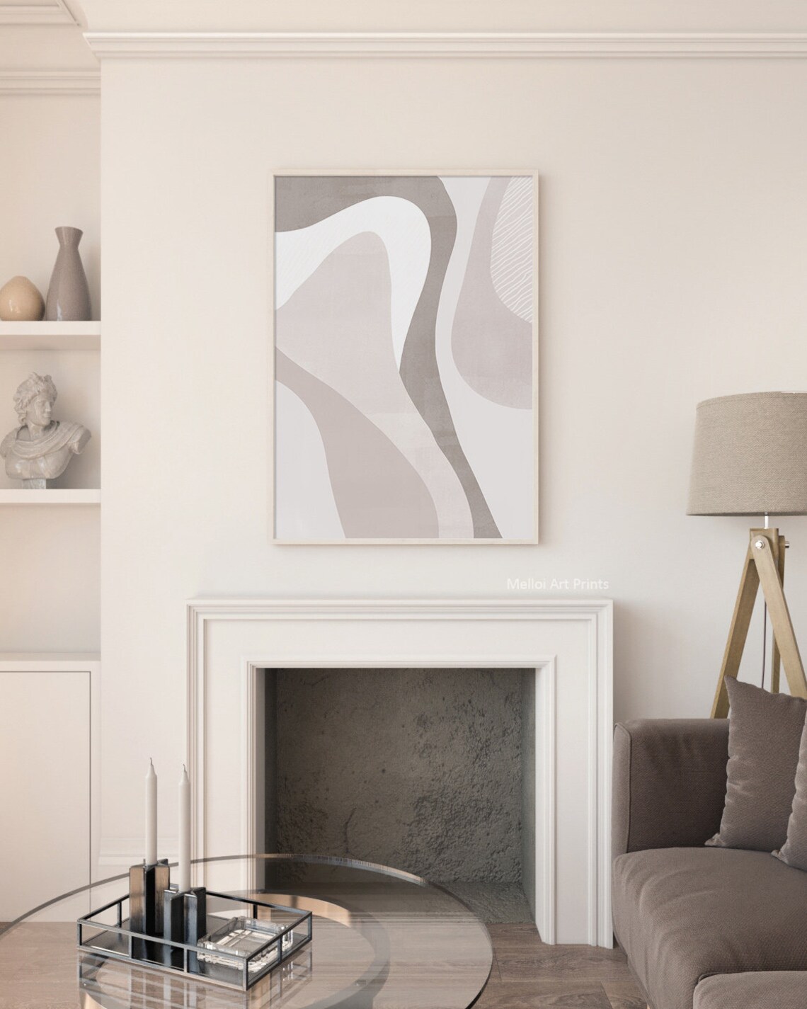 Neutral Wall Art Living Room Decor Beige Boho Decor Digital - Etsy