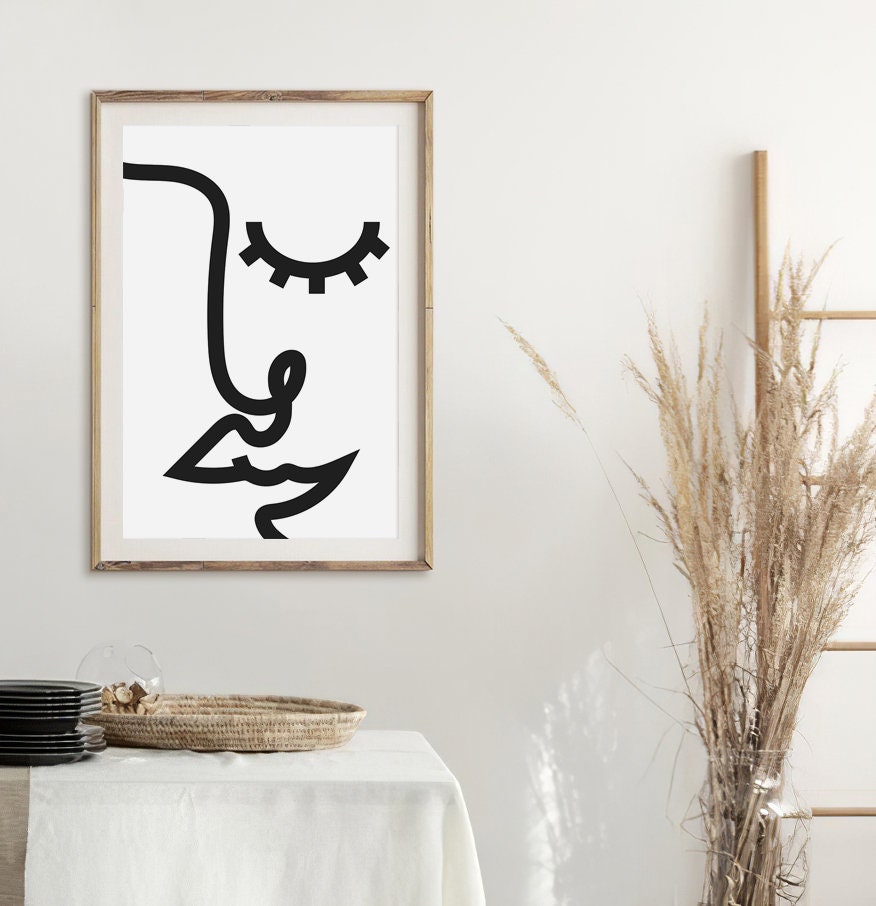 Abstract Portrait Line Art Print Abstract Wall Art Modern | Etsy