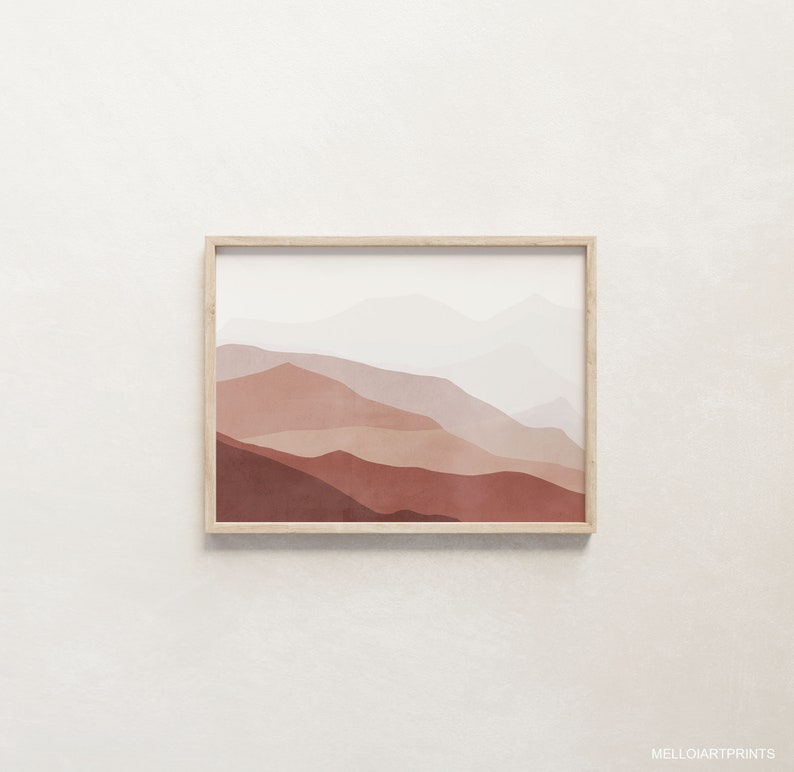 Terracotta Mountain Landscape Print Digital Wall Art Boho | Etsy