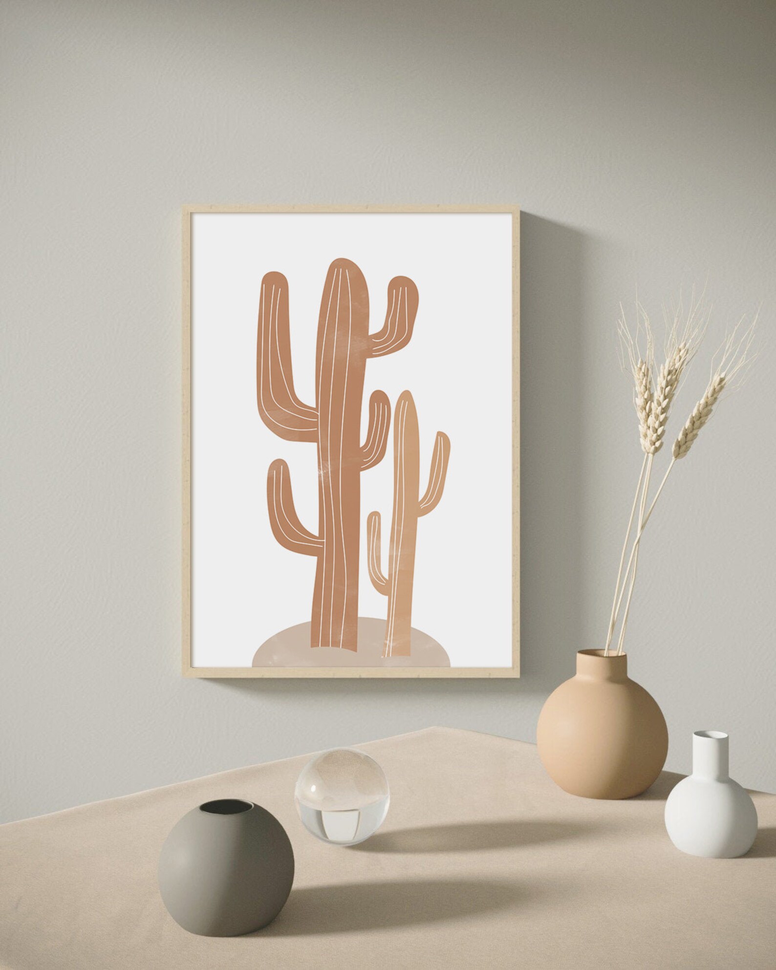 Modern Cactus Art Pastel Cactus Print Tropical Wall Art | Etsy