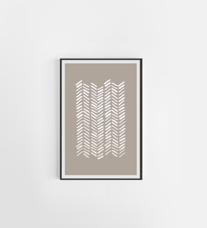 White Gray Abstract Print Digital Print Mid Century Line | Etsy