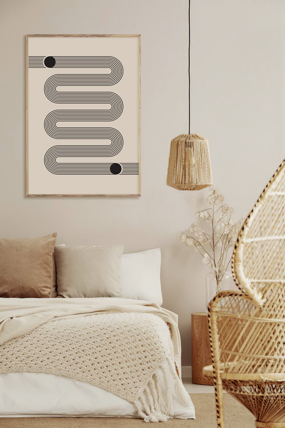 Modern Black Curved Line Art Mid Century Curved Line Art - Etsy Canada