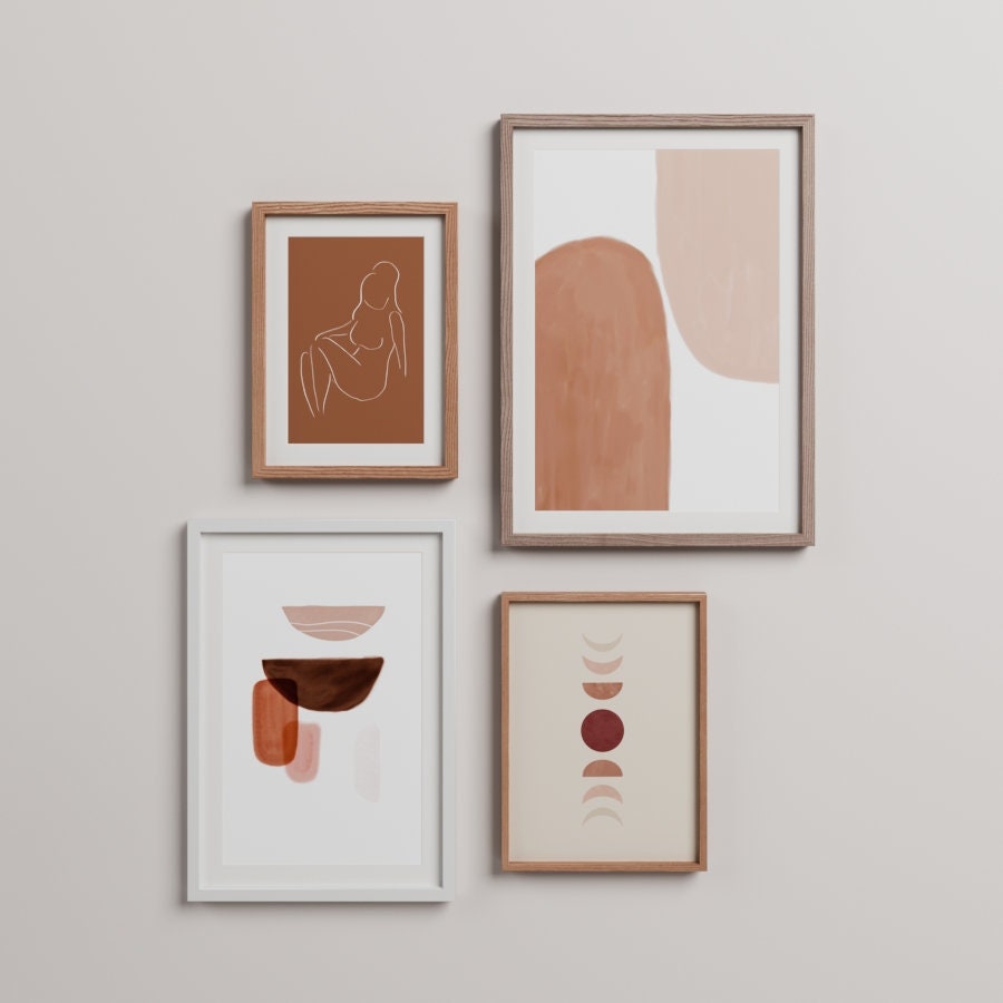 Wall Set Print Boho Decor Set of 4 Prints Abstract - Etsy