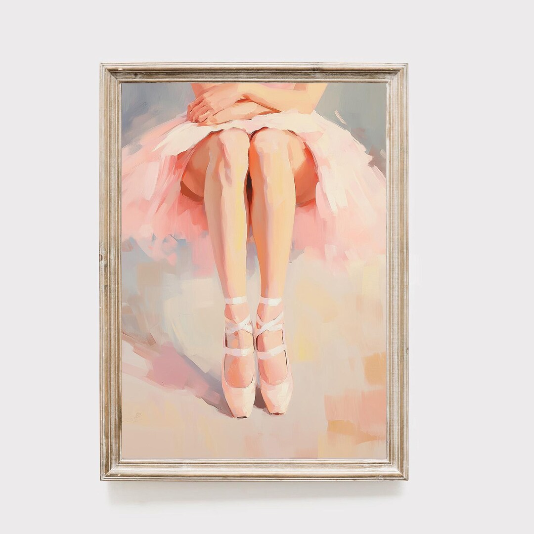 Pink Ballet Pointe Shoes Wall Art, Elegant Ballerina Painting Print ...