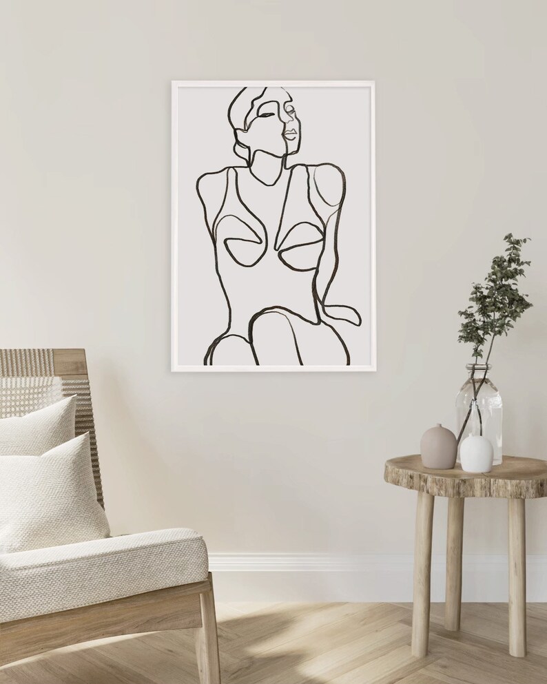 Woman Abstract Line Art Print Digital Print Abstract Wall - Etsy