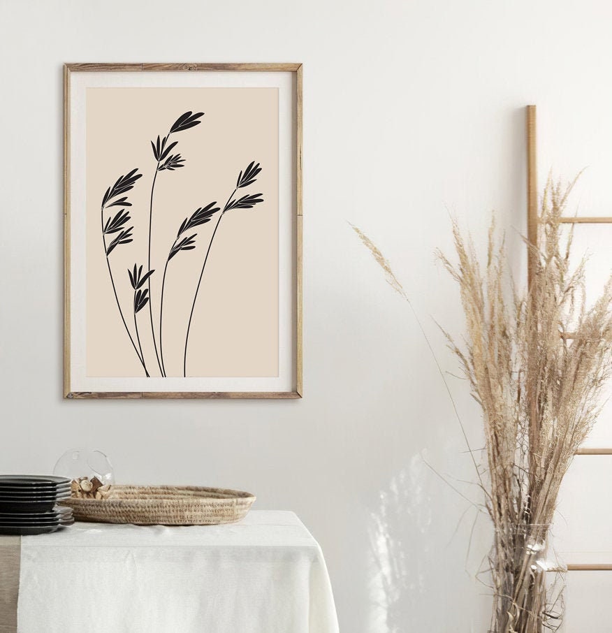Black Dried Grass Print, Grass Illustration Print, Desert Grass Poster ...