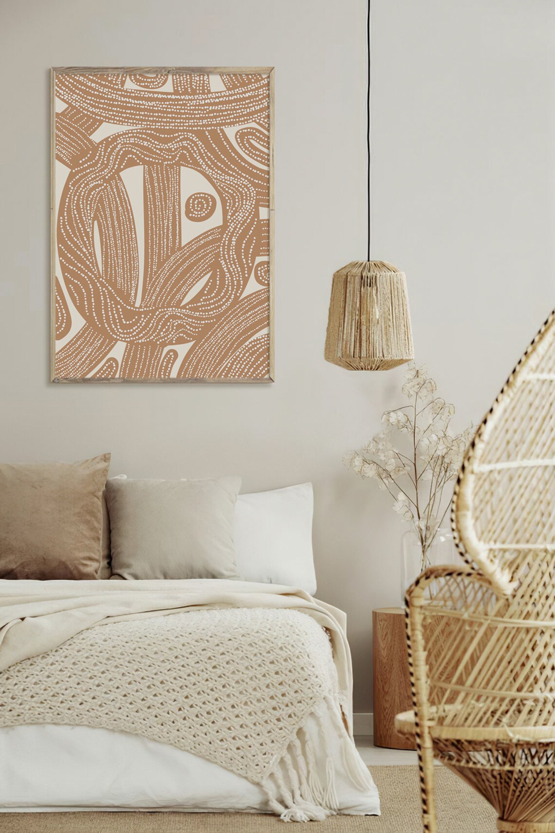 Terracotta Line Art Abstract Wall Art Rose Gold Wall Art | Etsy