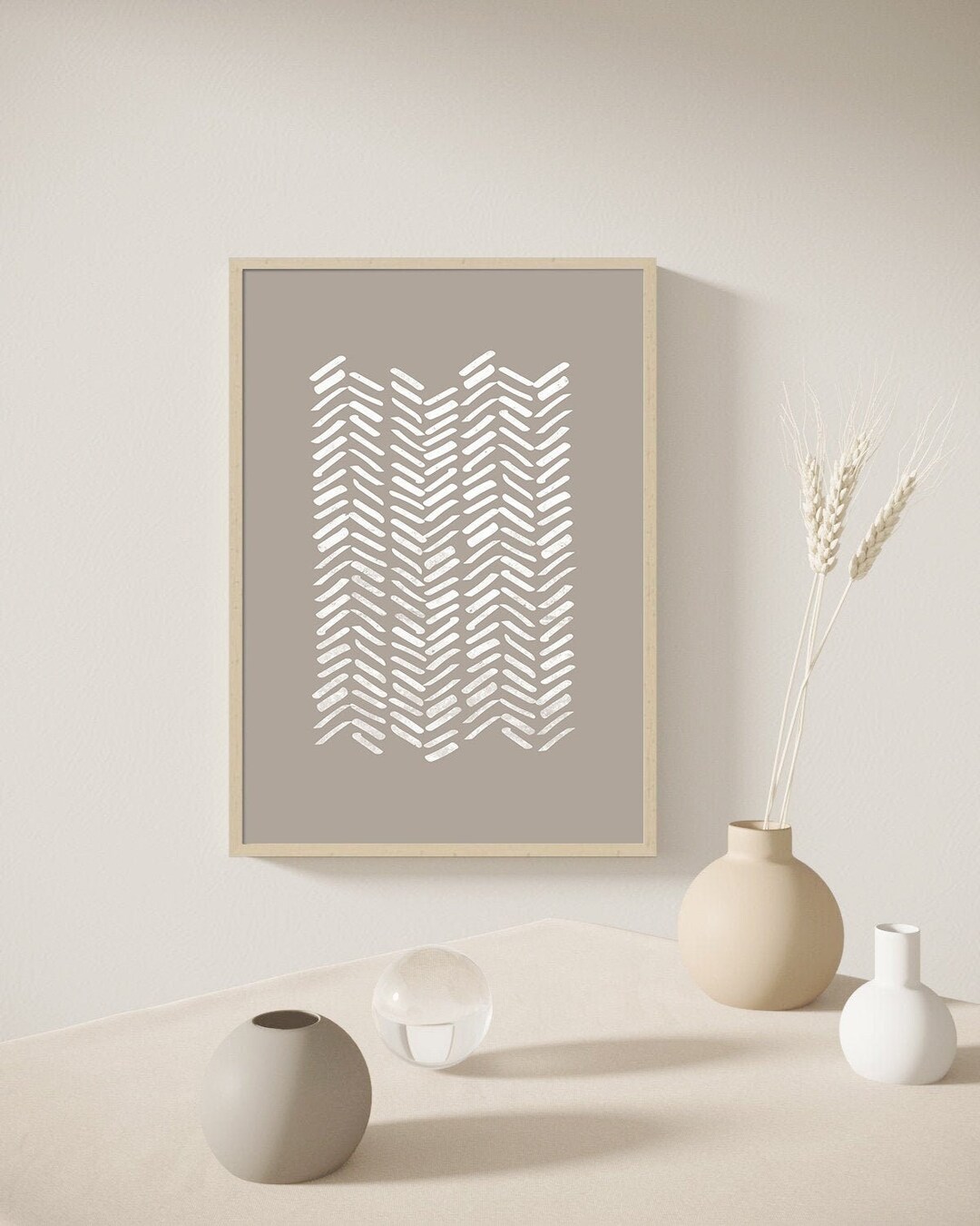 White Gray Abstract Print, Digital Print, Mid Century Line Art, Modern ...