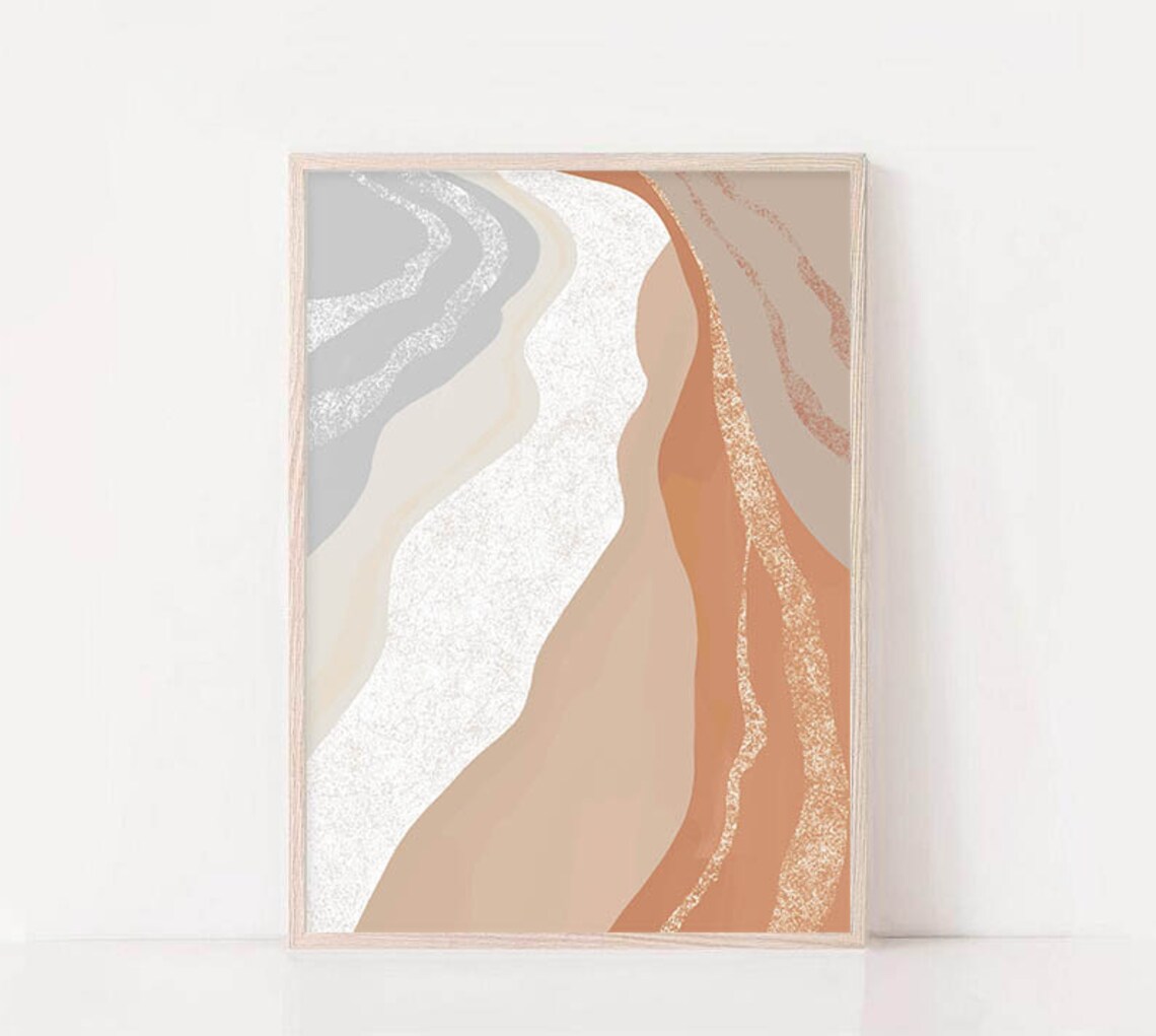 Abstract Beach Print Terracotta Print Beige Boho Decor | Etsy