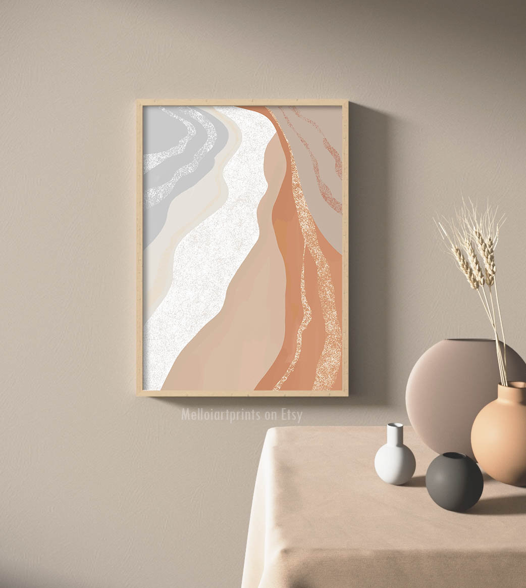 Abstract Beach Print Terracotta Print Beige Boho Decor | Etsy