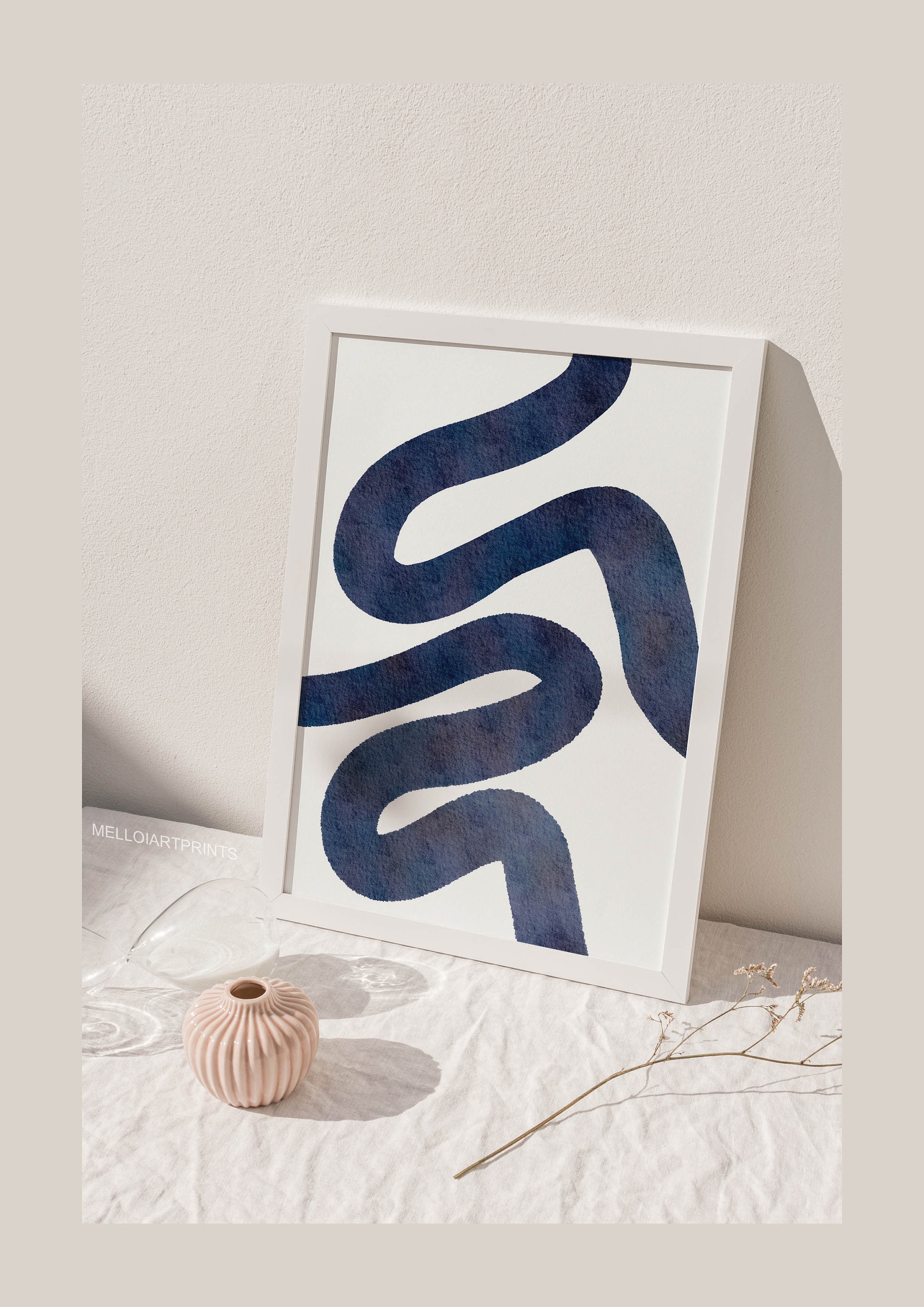 Watercolor Print Navy Blue Poster Minimal Poster Abstract | Etsy