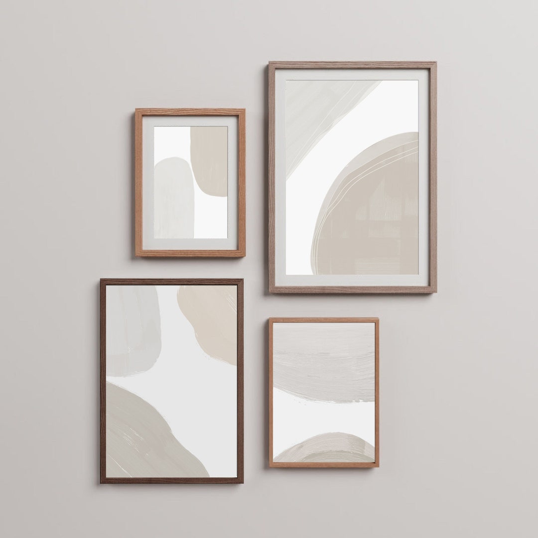 Beige White Art Set, Set of 4 Prints, Gallery Wall Set, Minimalist ...