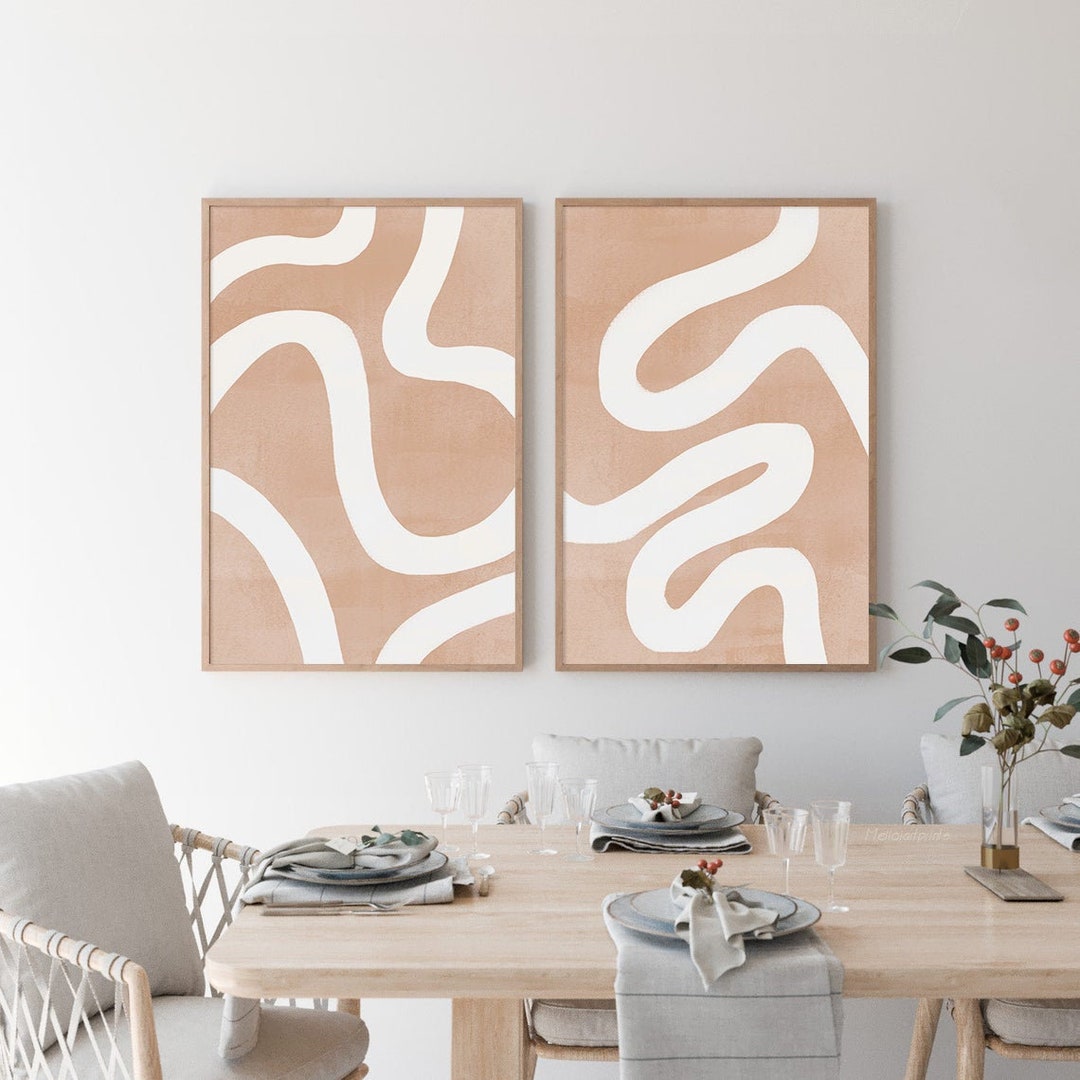 Terracotta Abstract Set of 2 Print Abstract Print Living Room Wall Art ...