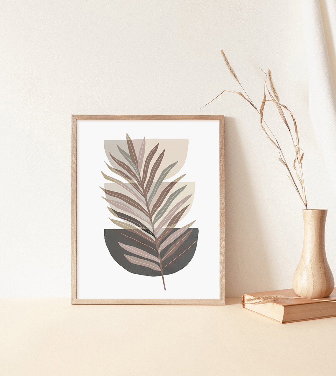 Geometric Palm Leaf Print Living Room Art Multi Color Wall - Etsy