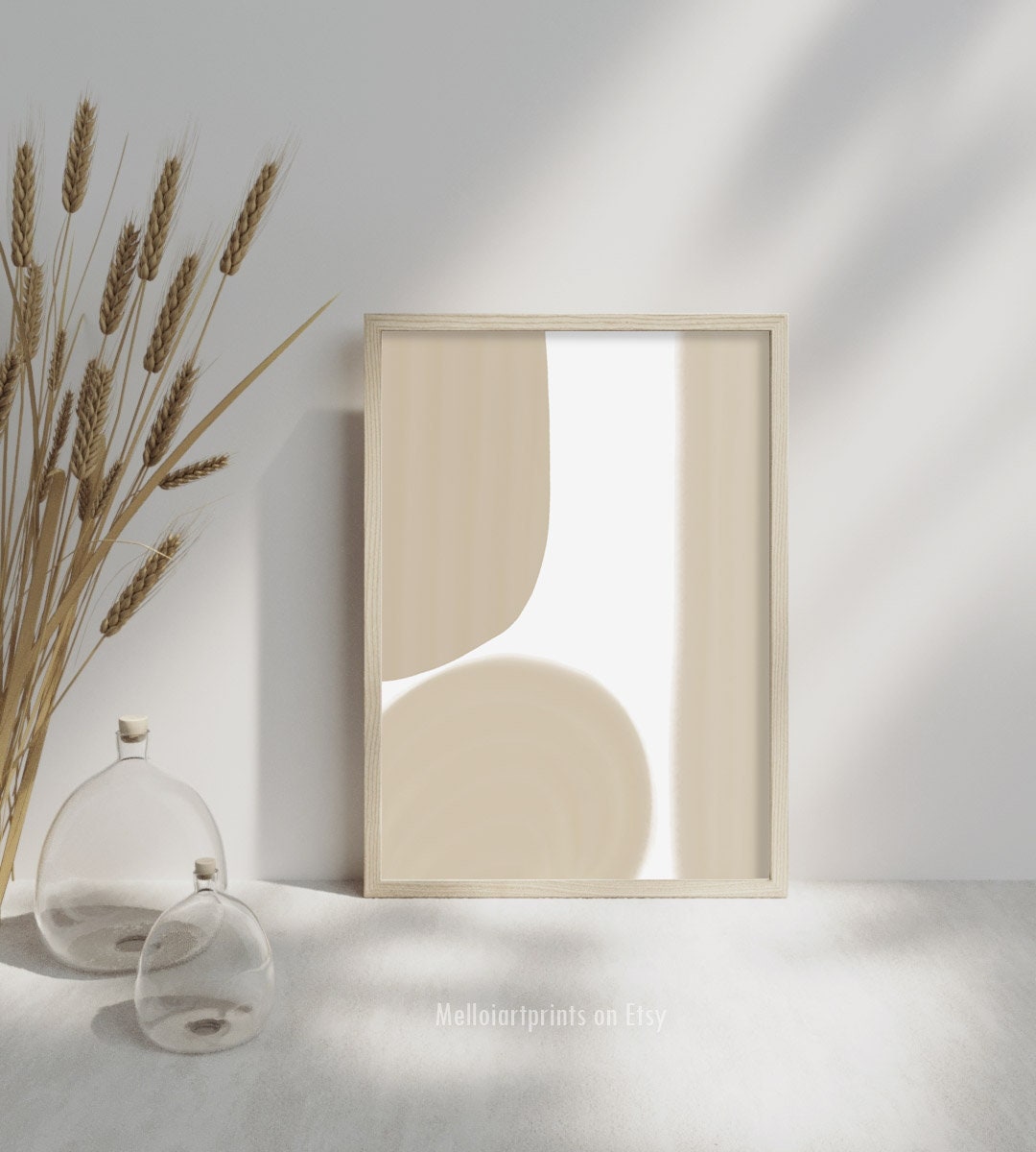 Beige White Print Abstract Print Minimalist Painting Boho | Etsy