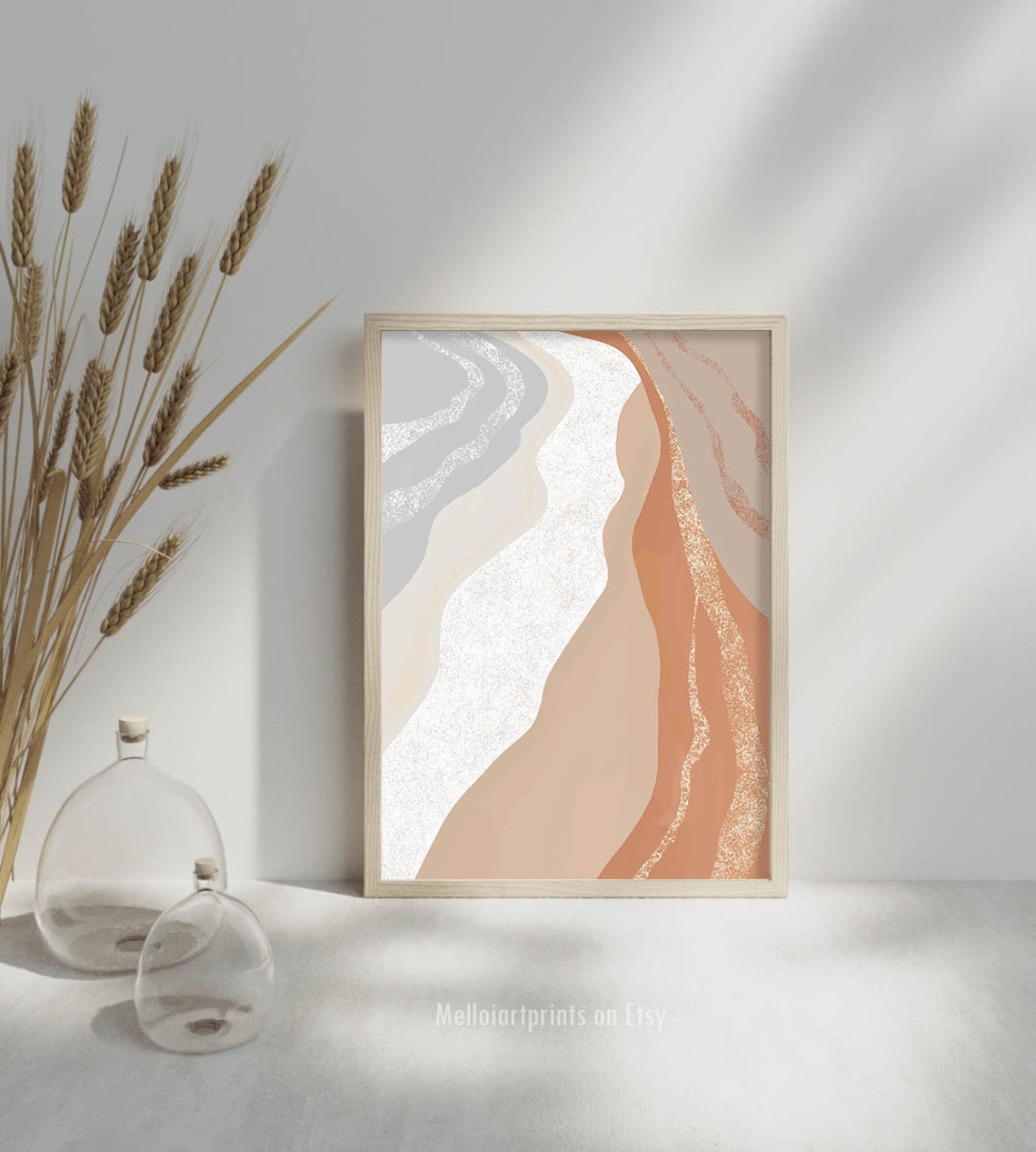 Abstract Beach Print Terracotta Print Beige Boho Decor | Etsy