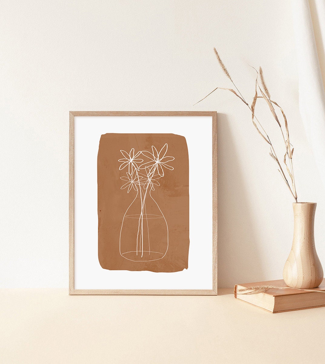Terracotta Flowers Print Flowers Vase Illustration Print | Etsy