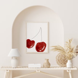 Cherry Wall Art, Cherry Art Print , Printable Wall Art, Fruit, Art ...