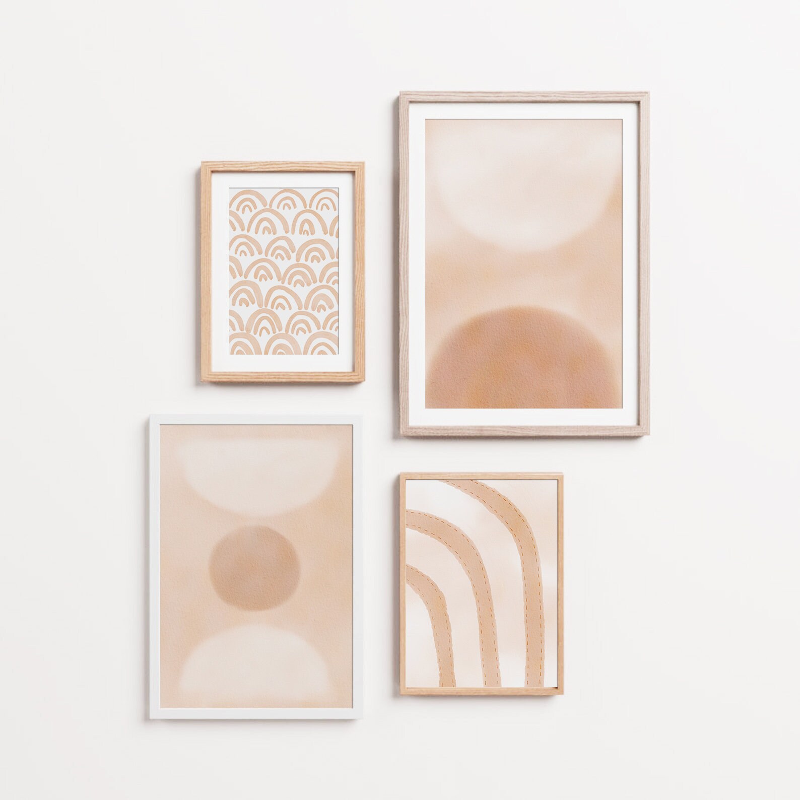 Set of 4 Prints Minimal Art Set Boho Decor Mid Century Wall | Etsy