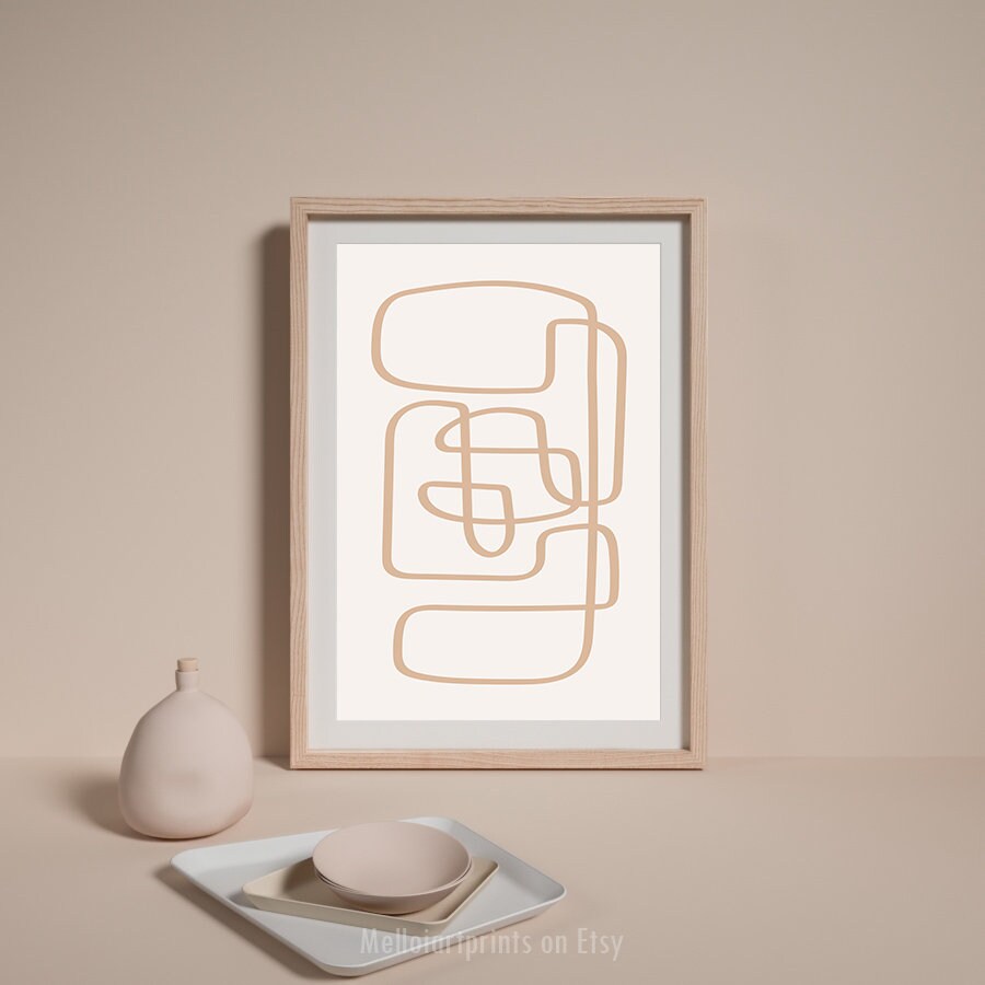 Abstract Line Art Beige Print Neutral Wall Art Minimalist - Etsy