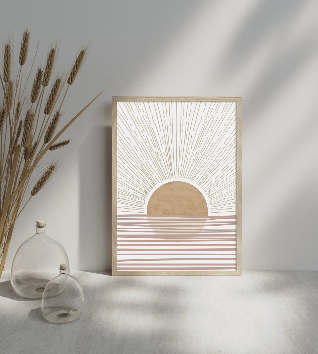 Abstract Sunset Print Beige Boho Decor Modern Mid Century - Etsy