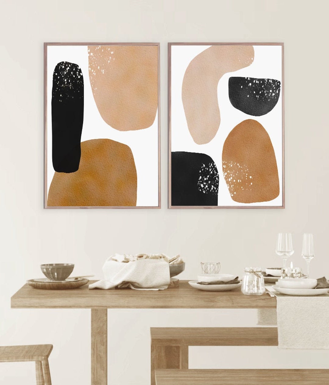 Abstract Art Set, Set of 2 Print, Watercolor Painting, Digital Wall Art ...