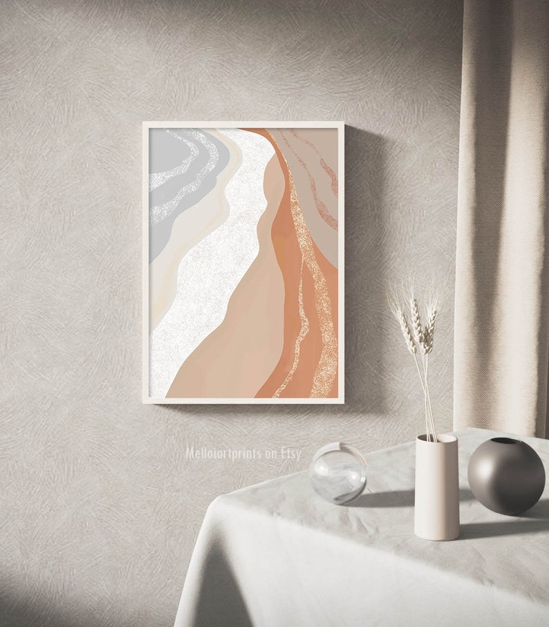 Abstract Beach Print Terracotta Print Beige Boho Decor | Etsy
