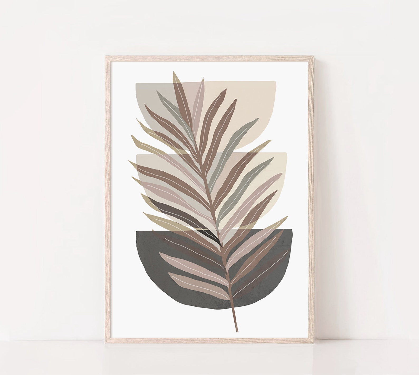 Geometric Palm Leaf Print Living Room Art Multi Color Wall - Etsy