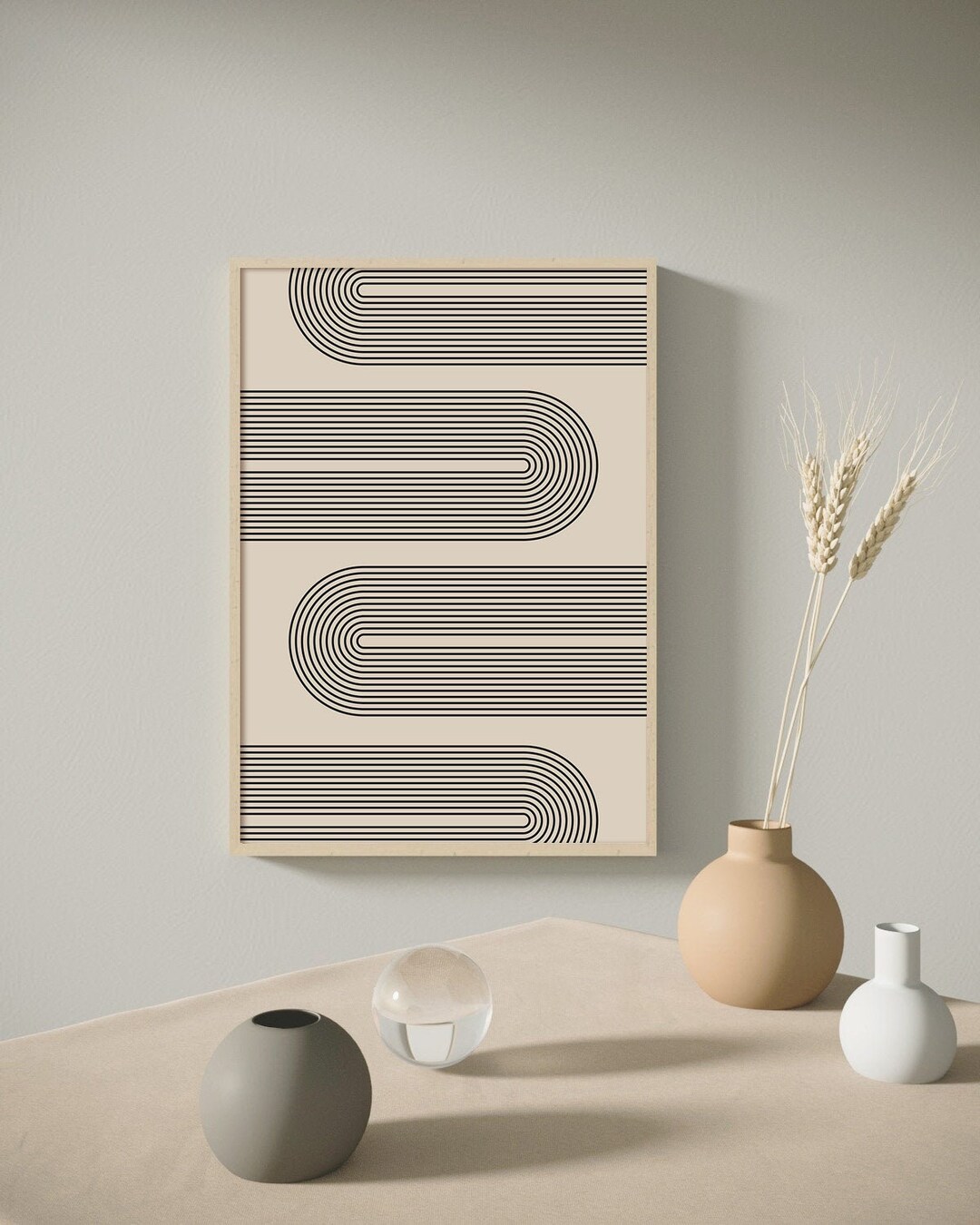Beige Black Arch Print, Modern Arch Line Art, Modern Abstract Art ...