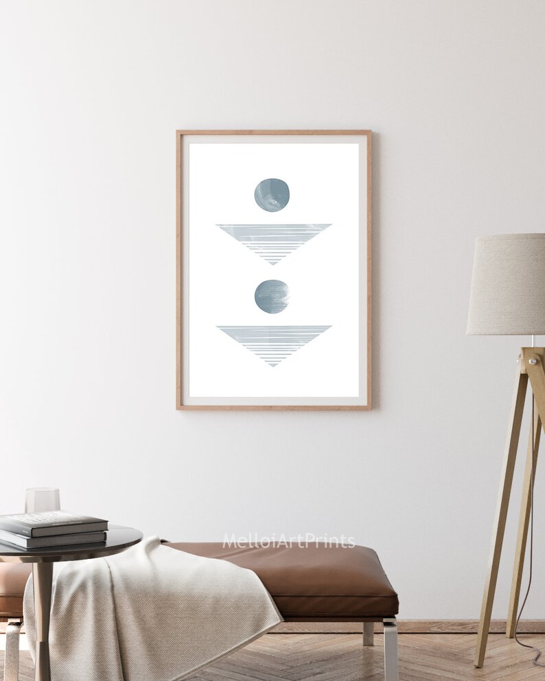 Blue Geometric Print Blue White Wall Art Printable Wall Art - Etsy