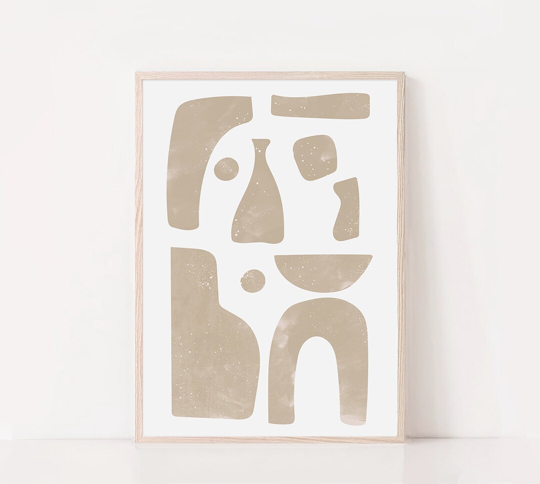 Abstract Beige Art Print, Beige Mid Century Art, Beige Boho Decor ...