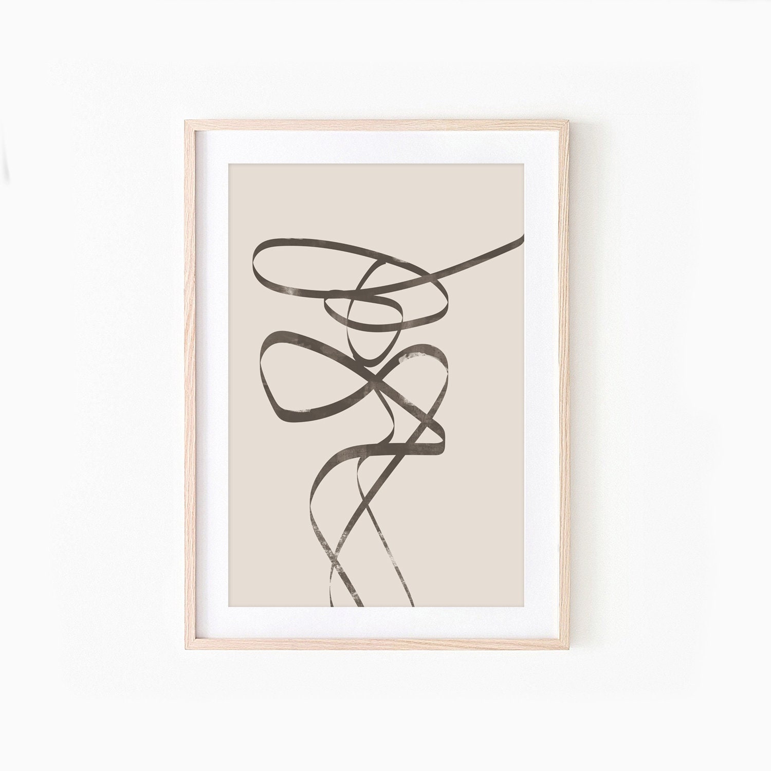 Abstract Line Art Print Beige Abstract Wall Art Modern Wall | Etsy