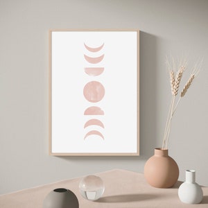 Modern Moon Phases Art Mid Century Moon Print Moon Celestial - Etsy