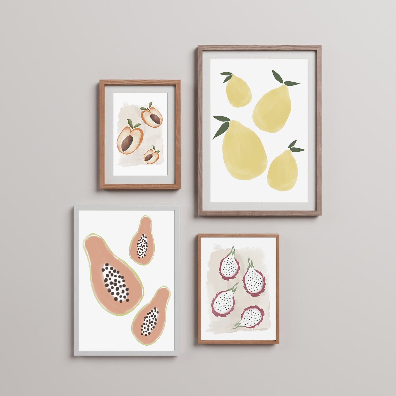 Set of 4 Prints Abstract Fruit Printabstract Wall | Etsy